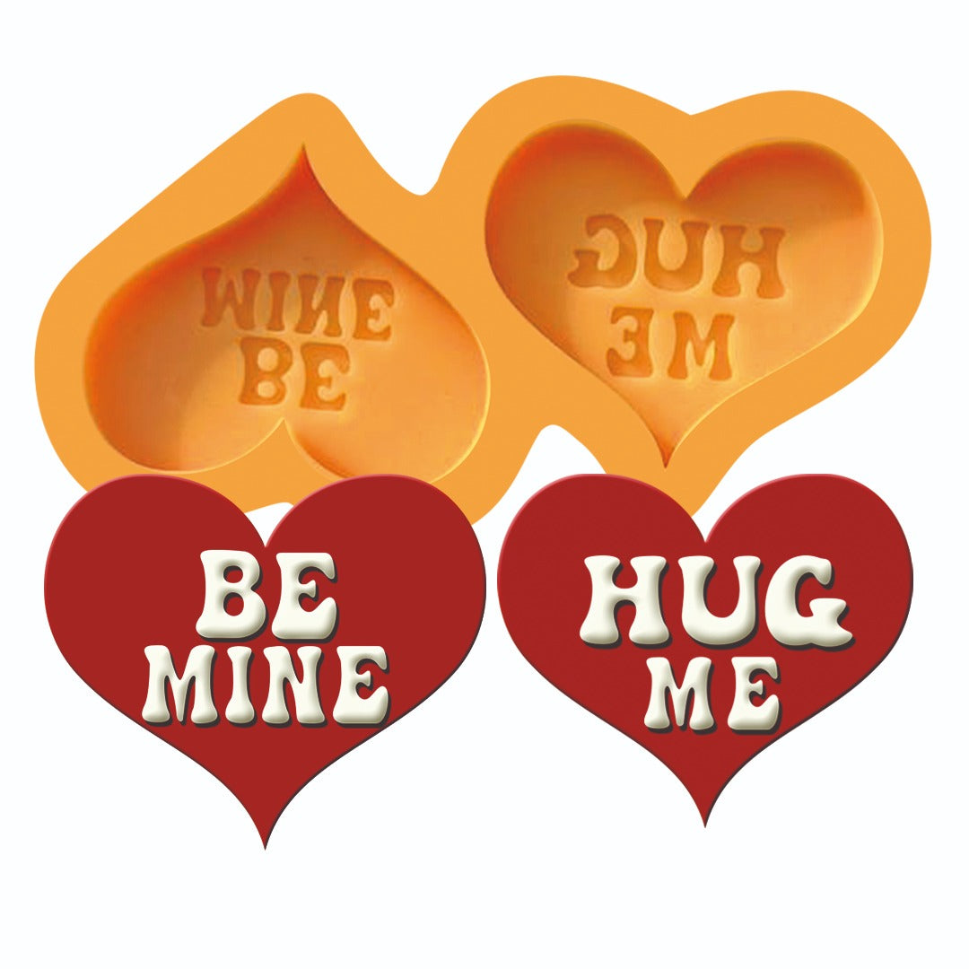 Molde CH – Corazón Doble Be Mine + Hug Me – Código: 005628