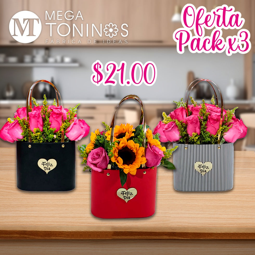 Cartera Tiny cuerina Pack x 3